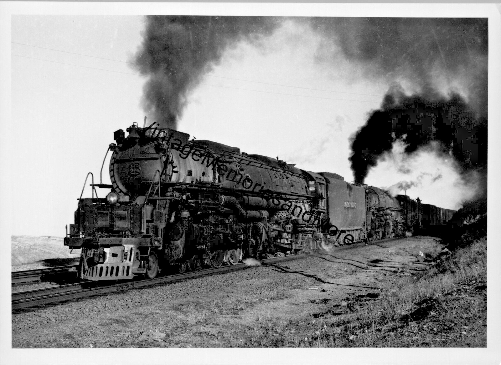 Vintage Union Pacific Railroad 3991 / 4003 Steam Locomotive Real Photo ...