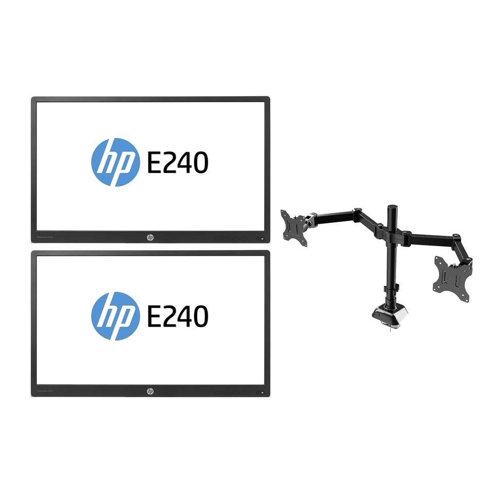 2 x HP EliteDisplay E240 24" IPS Monitors (No Stand) + IdeerLife LS2 ...