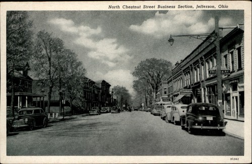North Chestnut Street Business Section Jefferson Ohio vintage postcard ...