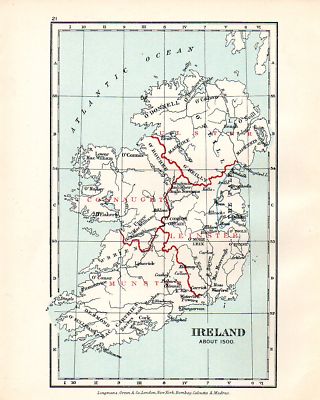VICTORIAN MAP ~ IRELAND about 1500 CONNAUGHT MUNSTER &c | eBay