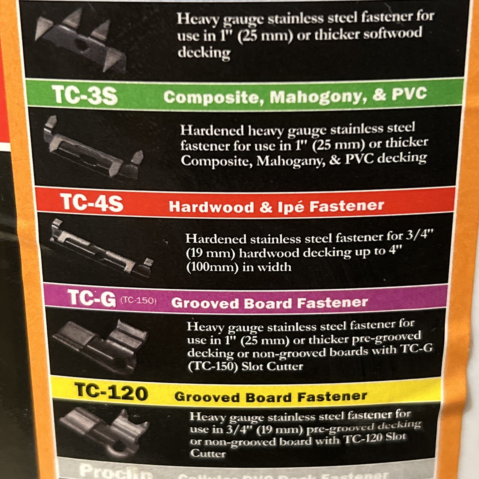 Tiger Claw TC-4S Hidden Deck Clips, 100 pcs for Hardwoods & Ipe, Ipe ...