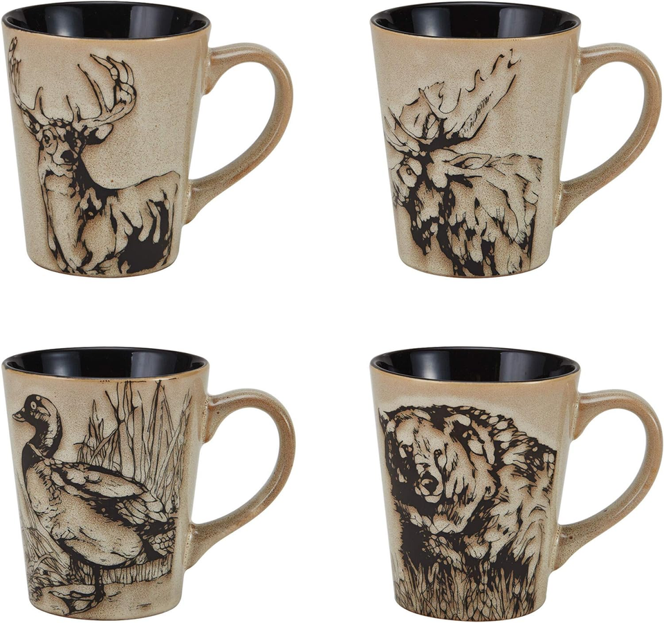 Wildlife Dinnerware Set Dishes Plate Bowl Cup Cabin Bear Moose Duck ...