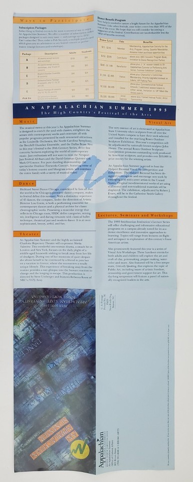 1993 Boone NC Appalachian State Univ Summer Arts Festival Vtg Travel ...