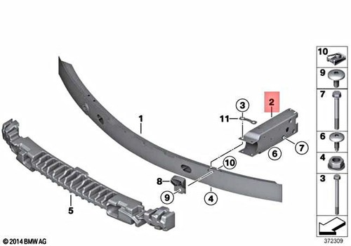 BMW X3 F25 Front Left Deformation Element 51647274659 7274659 2015 New ...