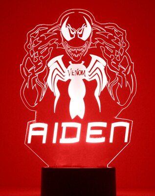 Venom Night Light Personalized FREE, Superhero LED Night Light Lamp ...