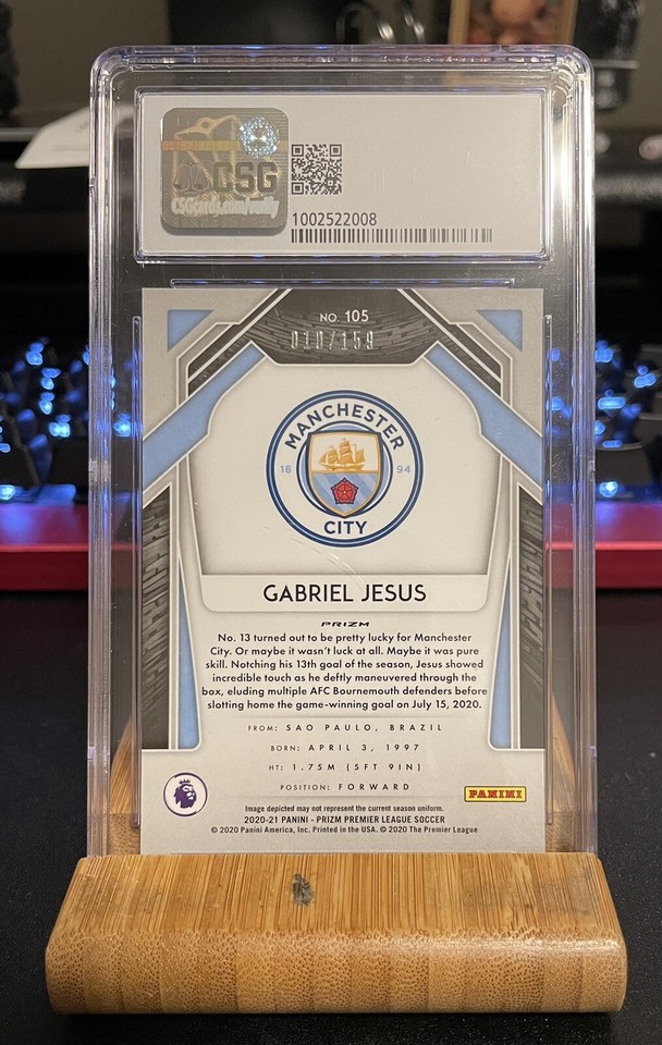2020-21 PRIZM P.L. SOCCER GABRIEL JESUS RED MOSAIC PRIZM #105 10/159 ...