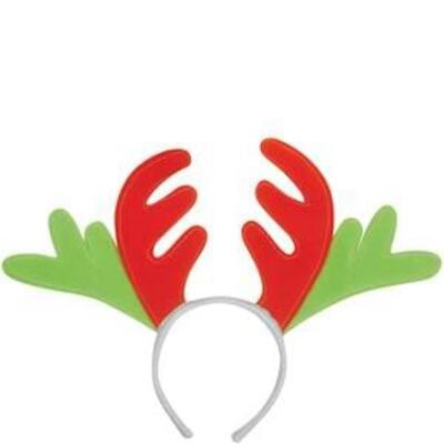 6 pack 17" Green & Red Fuzzy Reindeer Antler Headband christmas xmas ...