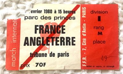 Rugby ticket France 13 v 17 England Angleterre Tournoi V Nations ...