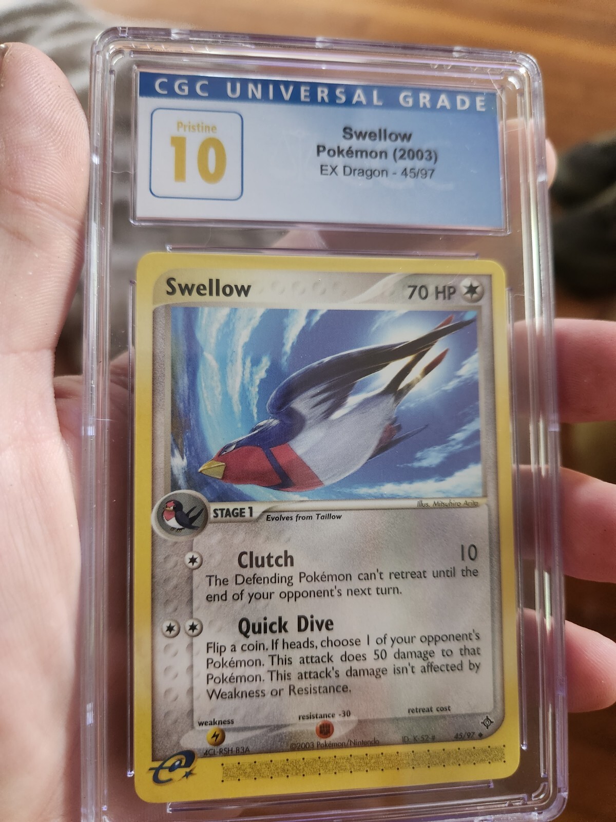 (POP 1) CGC 10 PRISTINE Pokemon Swellow 45/97 EX Dragon 2003 eReader ...