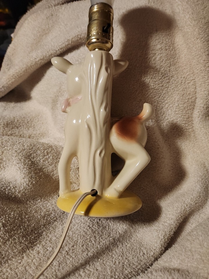Vintage MCM Ceramic Deer Fawn Bambi Nursery Table Lamp Anthropomorphic ...