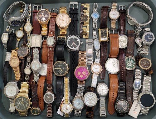 HUGE ALL FOSSIL WATCH LOT Parts, Repair, Scrap !!!NOT WORKING!!! 42 ...