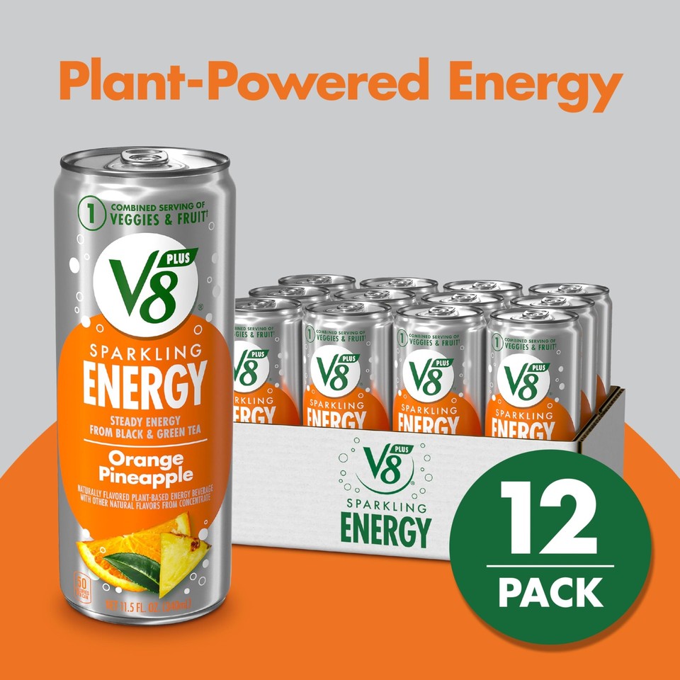 V8 Energy Sparkling Orange Pineapple Juice 11.5 fl oz Can 12 Pack | eBay