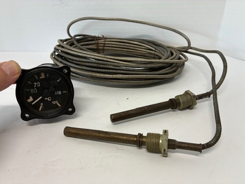 Rare WW2 German Luftwaffe Double Temp Gauge w/ Cables & Probes FL20330 ...