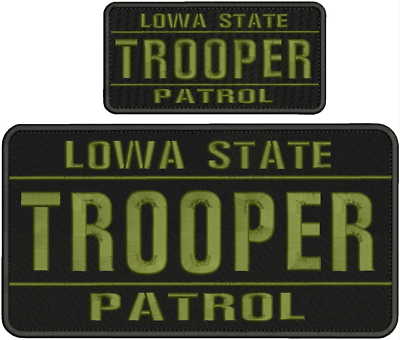 LOWA STATE TROOPER PATROL EMB PATCH 6X11&3X6 HOOK ON BACK BLK/ODGREE | eBay