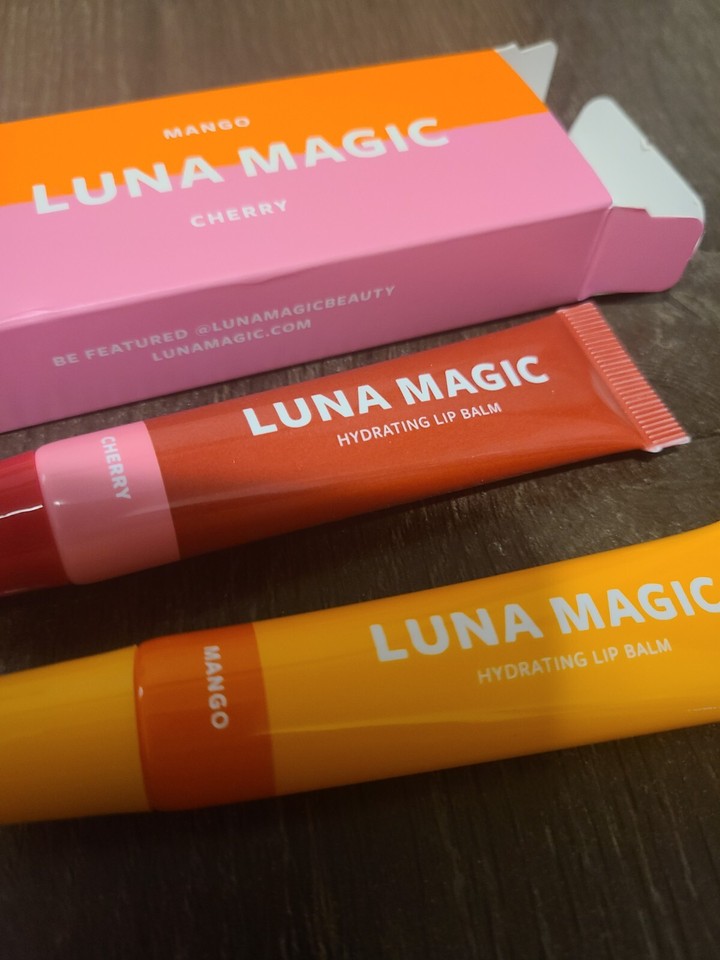LUNA MAGIC Hydrating Lip Balm Duo * MANGO + CHERRY *W/Vitamin E ...