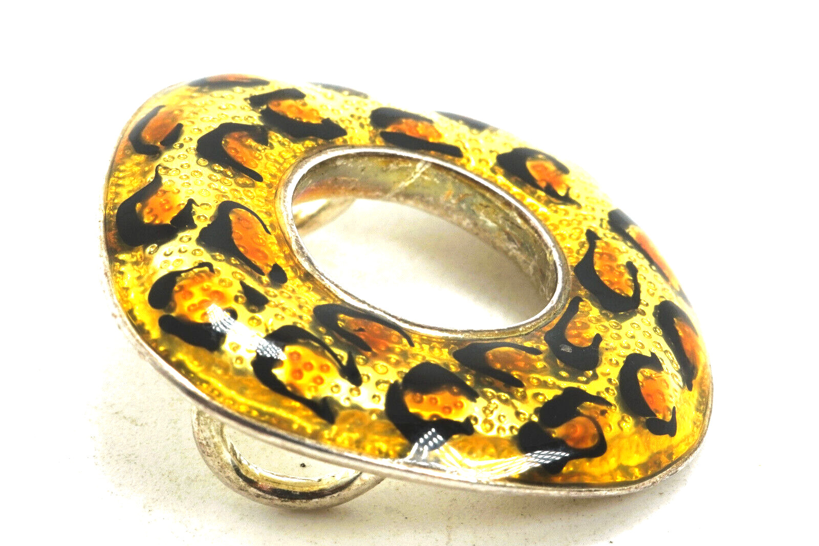 David Sigal Sterling Silver & Leopard Pattern Enamel … - Gem