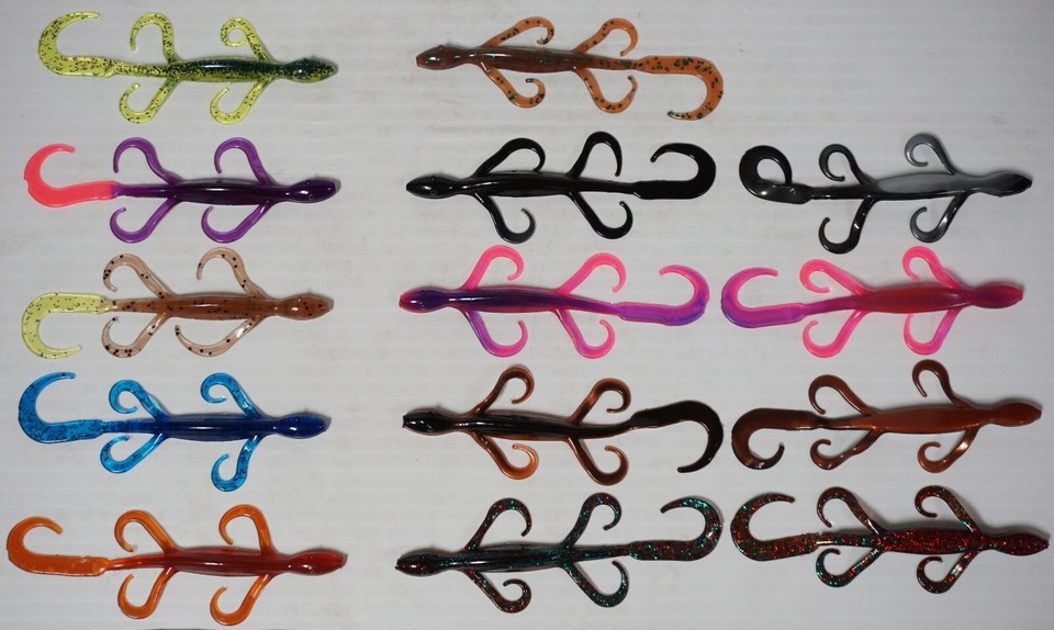 100 - 4" Soft Plastic Mini Lizards - 10 Different Colors - Bass Fishing ...