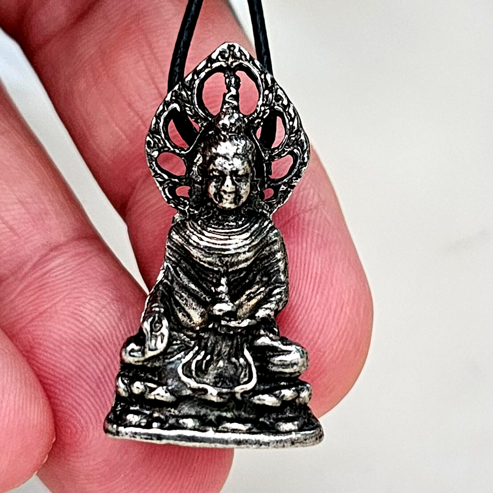 Medicine Buddha Necklace Pendant Indian God Cord Lace Amida Buddha ...