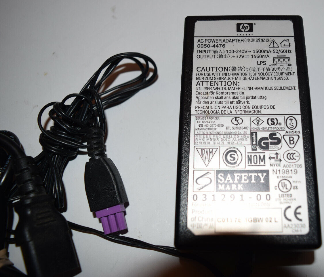 Genuine HP 0950-4476 printer OfficeJet AC Power Adapter W/Cord | eBay