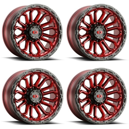 Set 4 16" Vision Off-Road 405 Korupt Red w/ Black Lip Wheels 16x8 6x5.5 ...