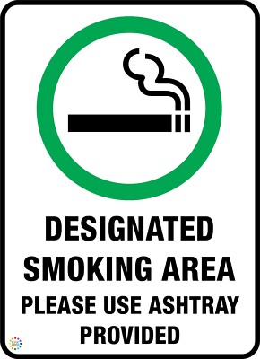 Designated Smoking Area Please Use Ashtray Provided Sign/Sticker in ...