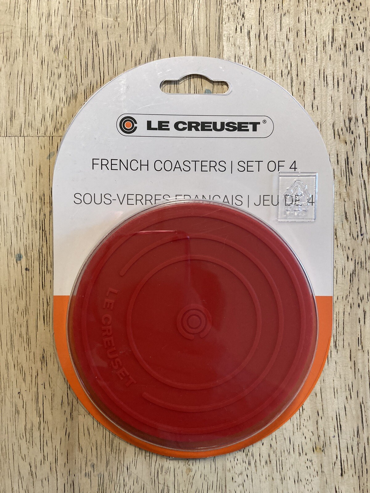 Set of 4 "Cerise" LE CREUSET Silicone CI Lid Coasters Mini Hot Pads ...
