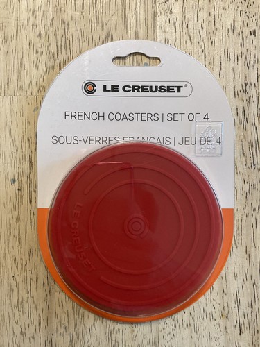 Set of 4 "Cerise" LE CREUSET Silicone CI Lid Coasters Mini Hot Pads ...