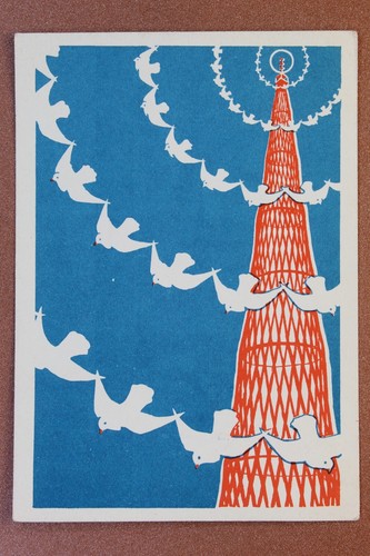 Moscow Radio waves as DOVE Soviet PEACE propaganda Russian postcard ...