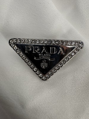 PRADA Pin Brooch Silver Tone 1.5" | eBay