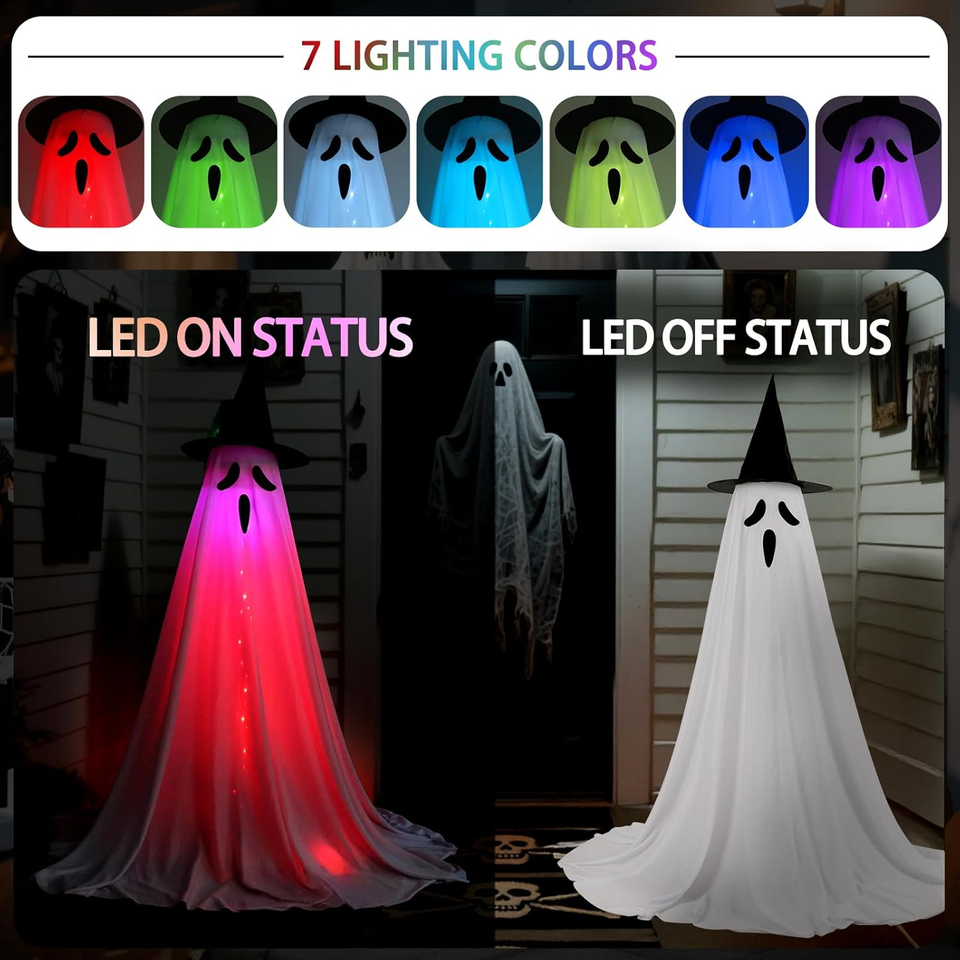 Halloween Ghost LED Lights Decorations 2-Pack Indoor Outdoor Color ...