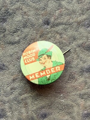 Robin Hood Club Member Vtg Pinback Greenduck Co Chicago Green Duck Pin ...