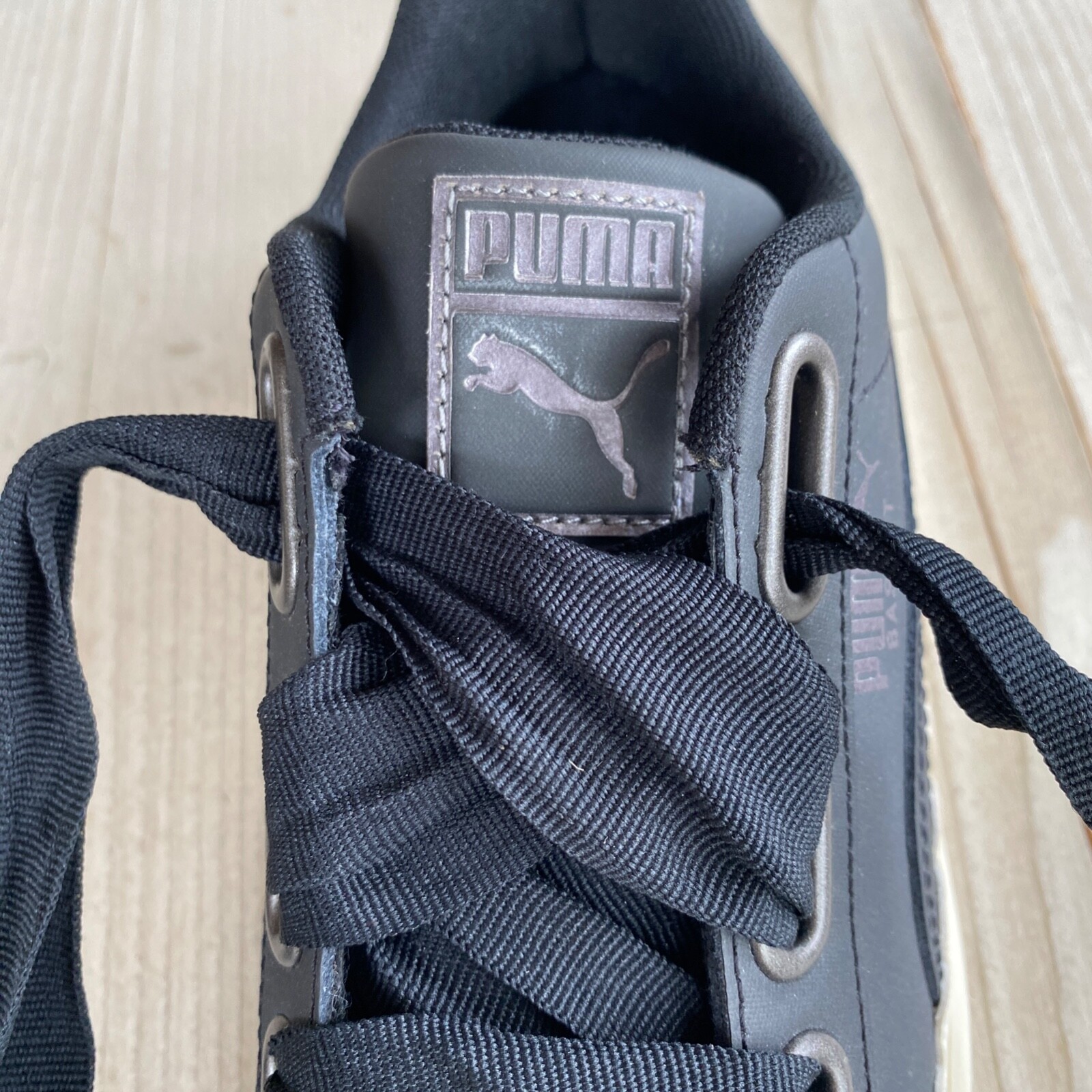 PUMA Basket Heart Scallop Ribbon-Lace Leather Low-Top… - Gem