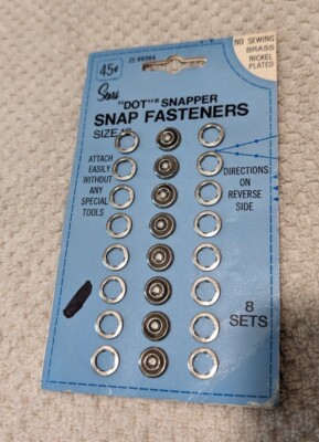 Sears Dot Snapper Snap Fasteners Size 16 No Sew Brass Nickel Plated Vintage | eBay