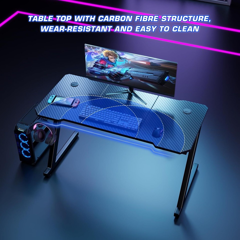 Gunji 80-120 cm Gaming Desk Computer Table Home Office Desk with a hook ...