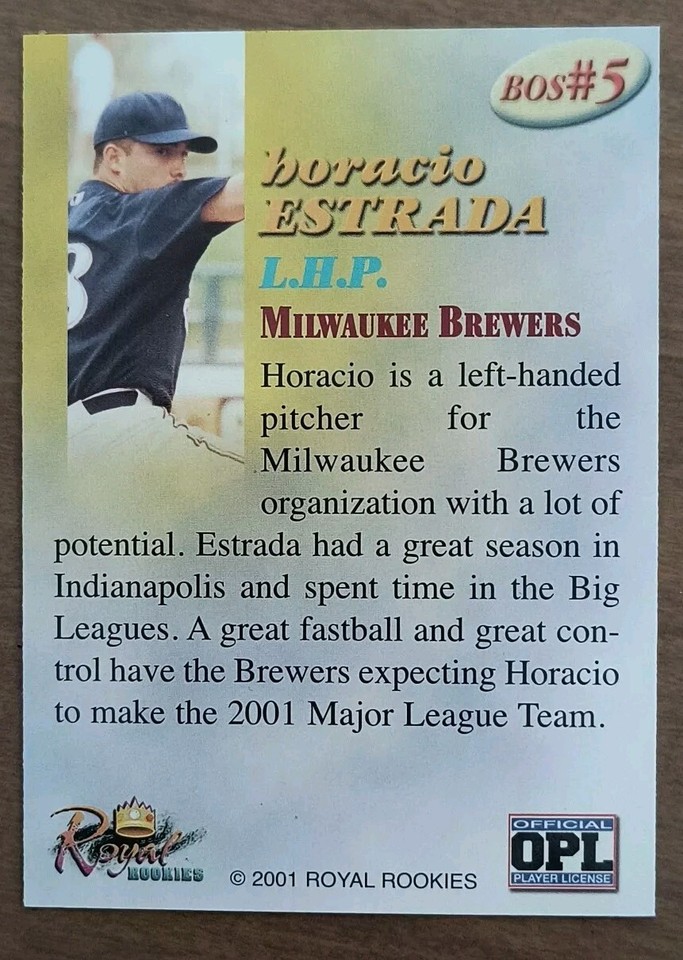 2001 Royal Rookies Throwbacks Boys of Summer Horacio Estrada #BOS#5 ...