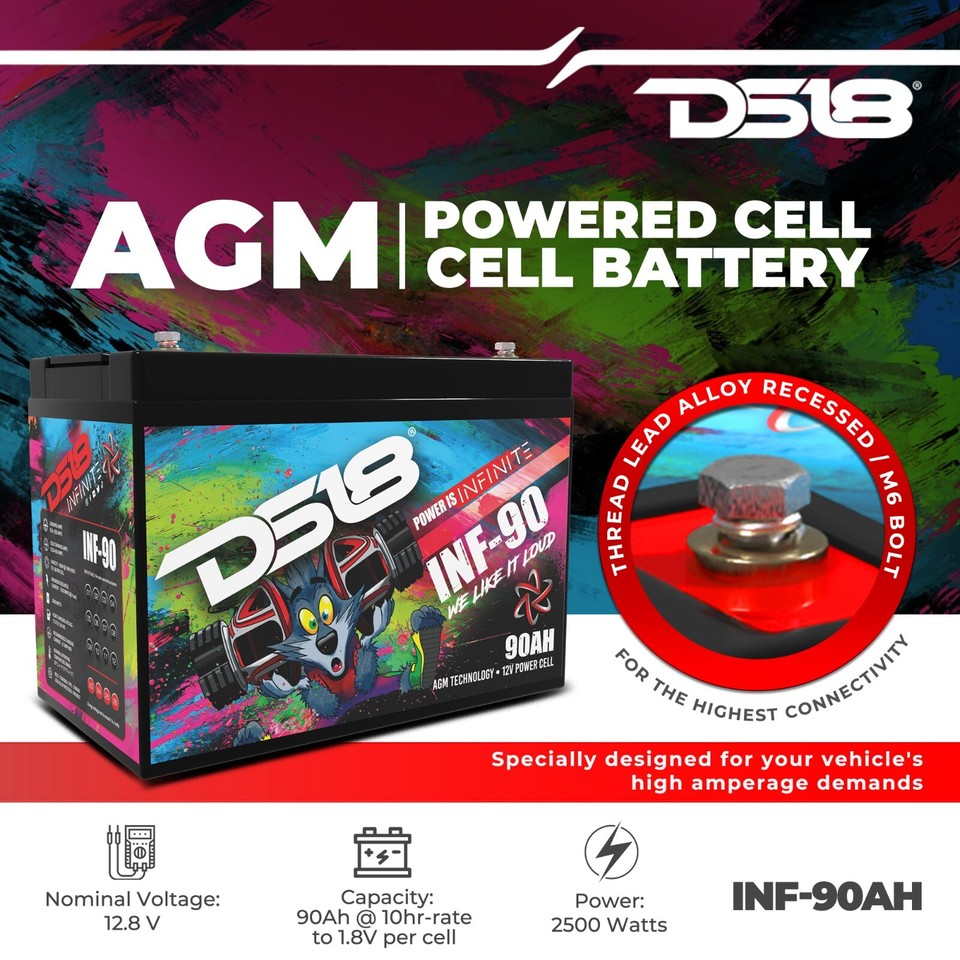 DS18 INF-90AH INFINITE 90 AH AGM Power Cell Battery 12 Volts ...