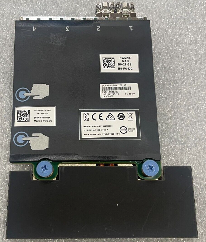 Dell NWMNX Broadcom 57412 2x 10Gb SFP+ 2x 1GbE Network Daughter Card | eBay