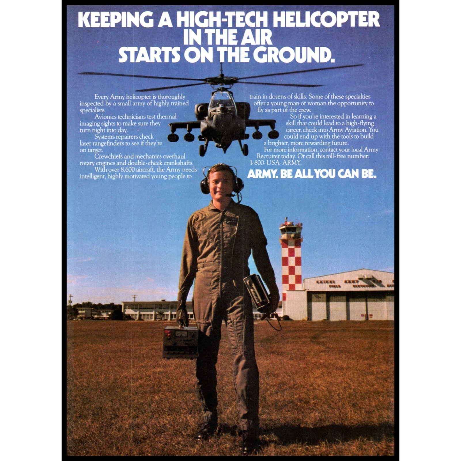 1986 US Army Recruiter Recruiting Vintage Print Ad Helicopter Chopper ...