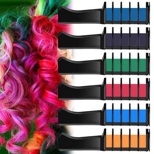 6 Colors Hair Chalk Comb Temporary Hair Color Dye Washable Hair Chalk ...