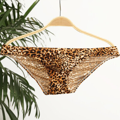 Mens Leopard Print Briefs Underwear Stretch Thong Shorts Knickers ...