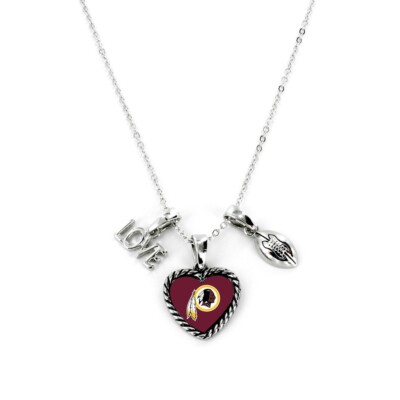 Washington Redskins Charmed Necklace Love & Football [NEW] NFL Jewelry ...