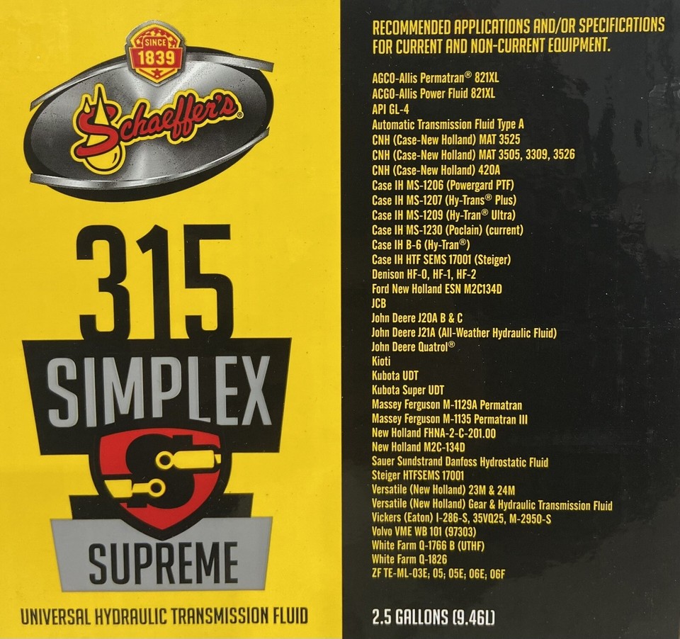 Schaeffer's Simplex 315 Tractor Hydraulic Transmission Fluid Oil 5 Gal ...