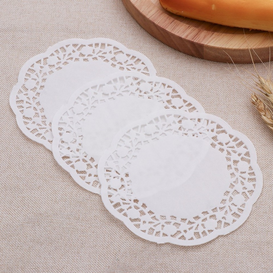 100pcs Disposable Oil-absorbing White Lace Paper Doilies Cake Box Liner ...