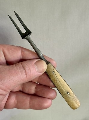 Early Antique 18th Cent. Two Tined Dining Fork - Rev. War Era - Bone ...