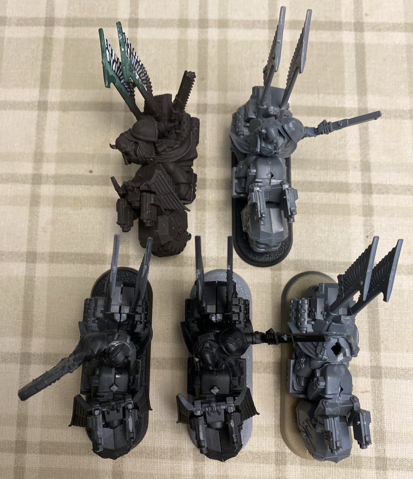 Warhammer 40K 5 Plastic Space Marine Dark Angels Bikes Incomplete E102 ...