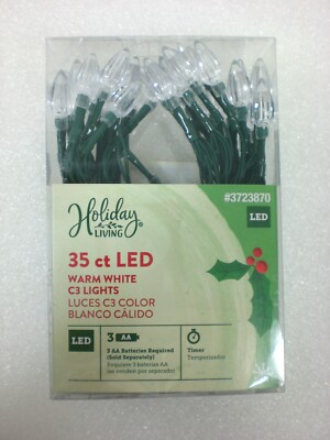 Holiday Living 35-Count 11.66-ft White LED Battery-operated Cut Lights ...