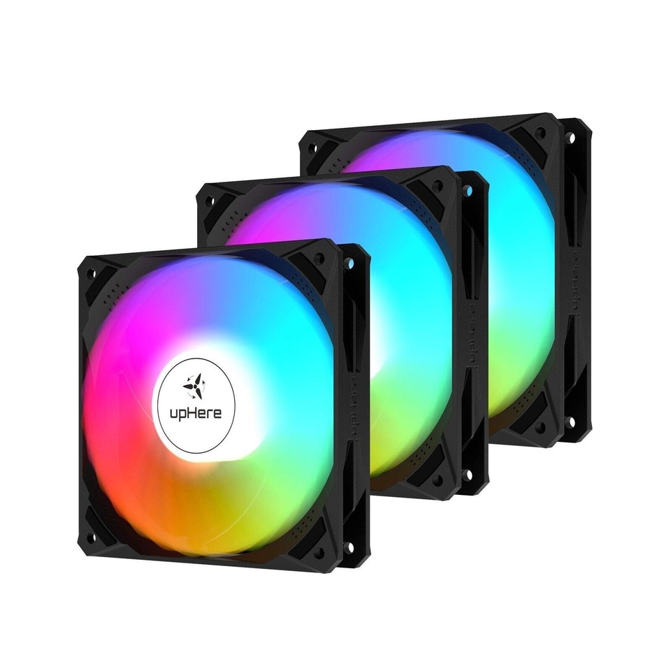 120mm Fan set 3-Pack upHere ARGB, RGB , PWM, controller & IR Remote ...