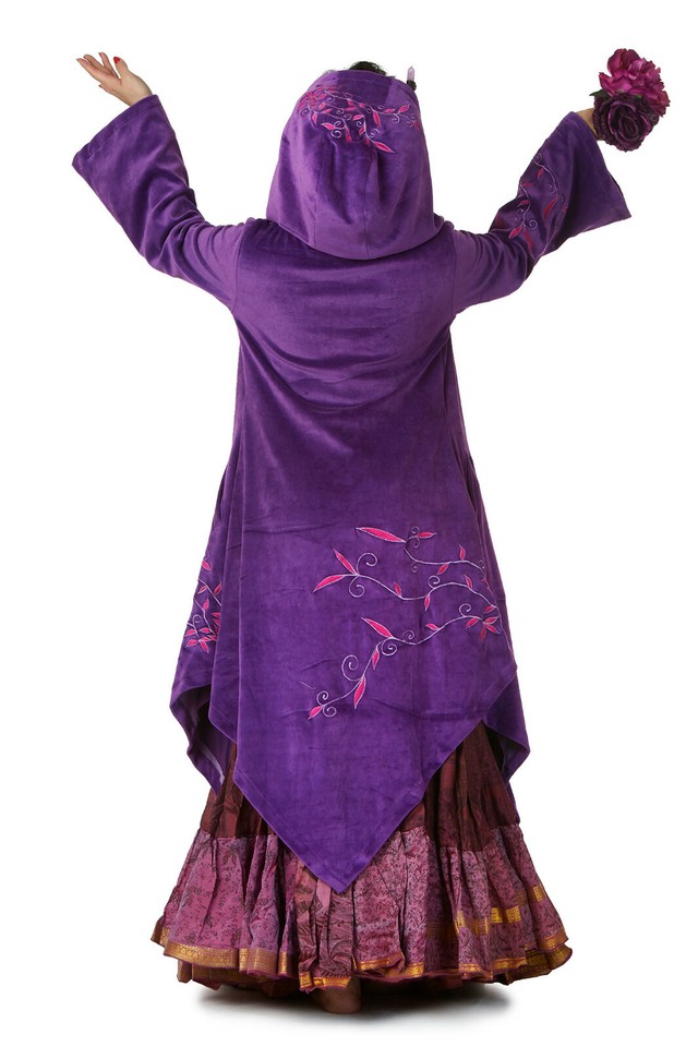 Velvet Faery Goddess Jacket, Boho Goa Psy Trance Coat Plus Size Pagan ...