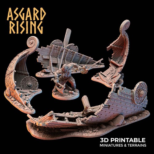 Snekkar and Drakkar Wreck Set - Asgard Rising Miniatures - Wargaming D ...