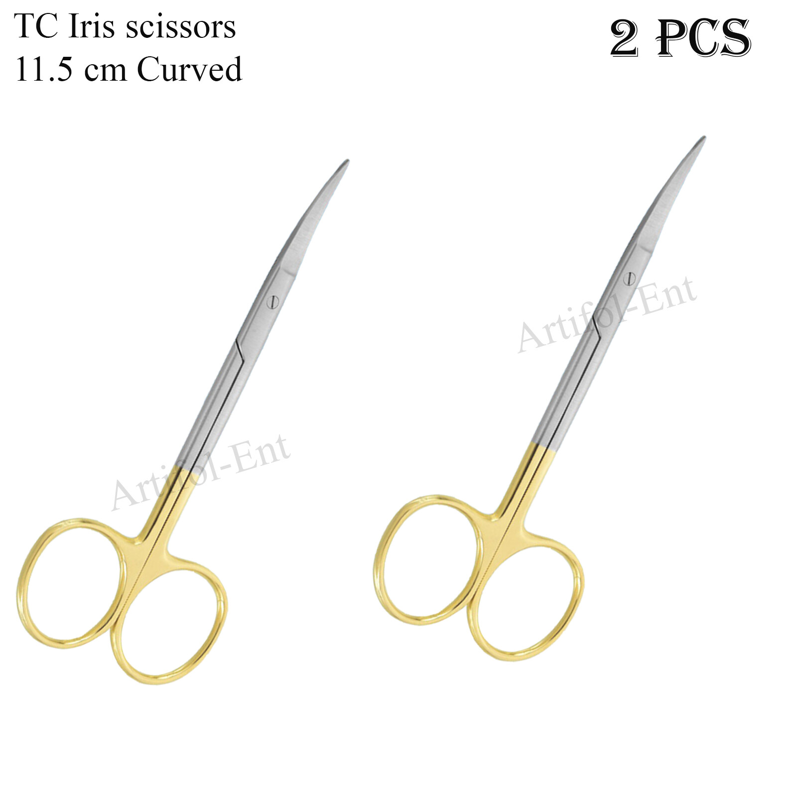 TC Iris Scissor 4.5" 11.5 cm Straight Curved T/C Premium Grade Material ...
